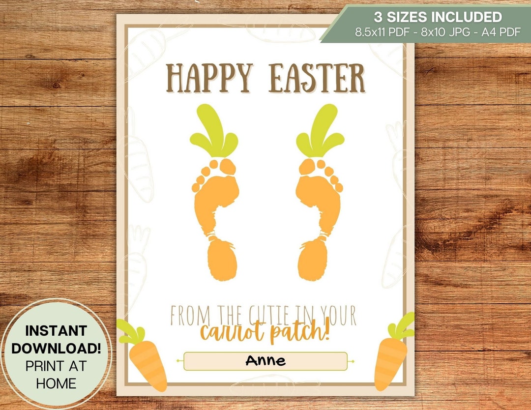 Happy Easter Carrot Patch Footprint Craft L Child, Toddler, Baby L ...