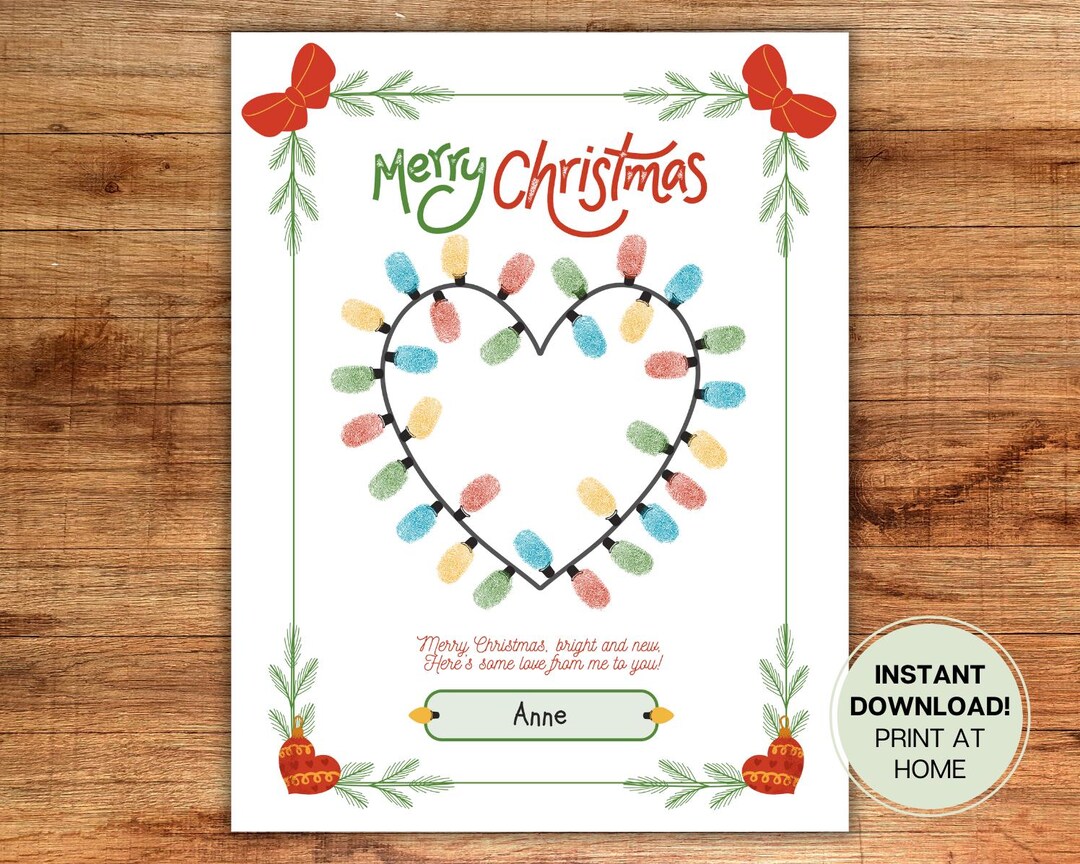 Christmas Fingerprint Craft Card L Kid, Toddler, Child, Baby L Gift for ...