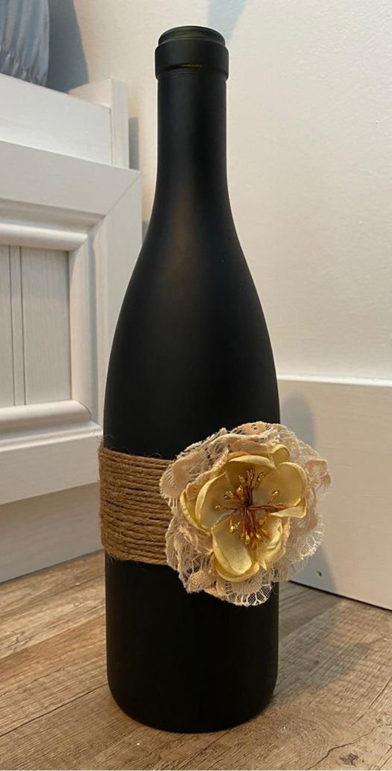 Black Jute Wrapped Wine Bottle - Etsy