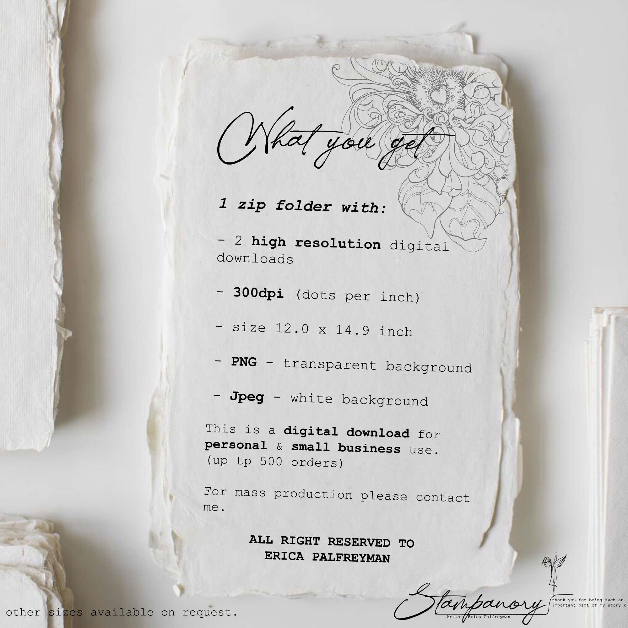 Hand Drawn Floral Botanical | Digital PNG JPEG Line Drawing | Black ...