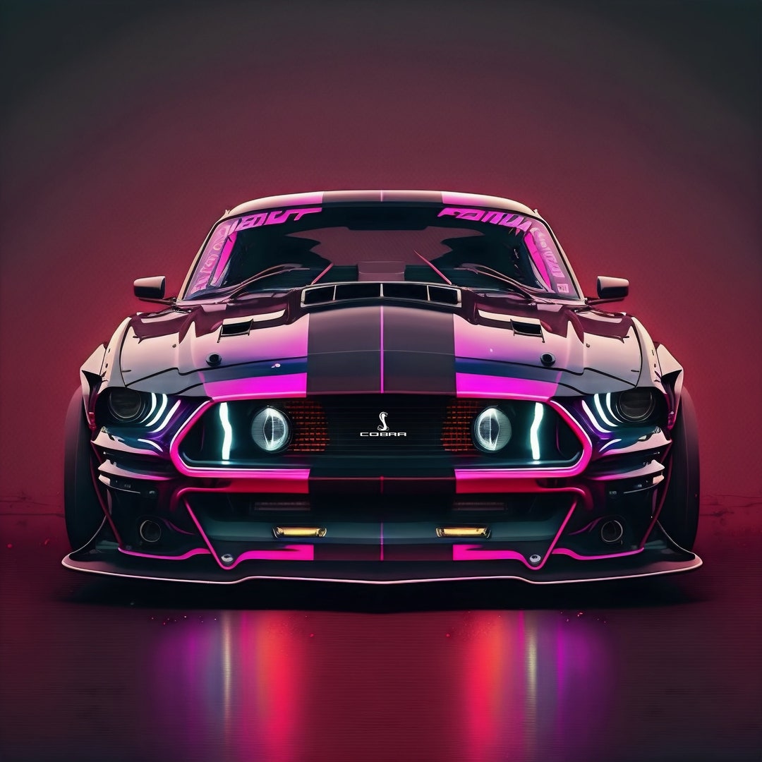 Printable Ford Mustang FR500C GT LMS Digital Poster, Ford Mustang, Car ...