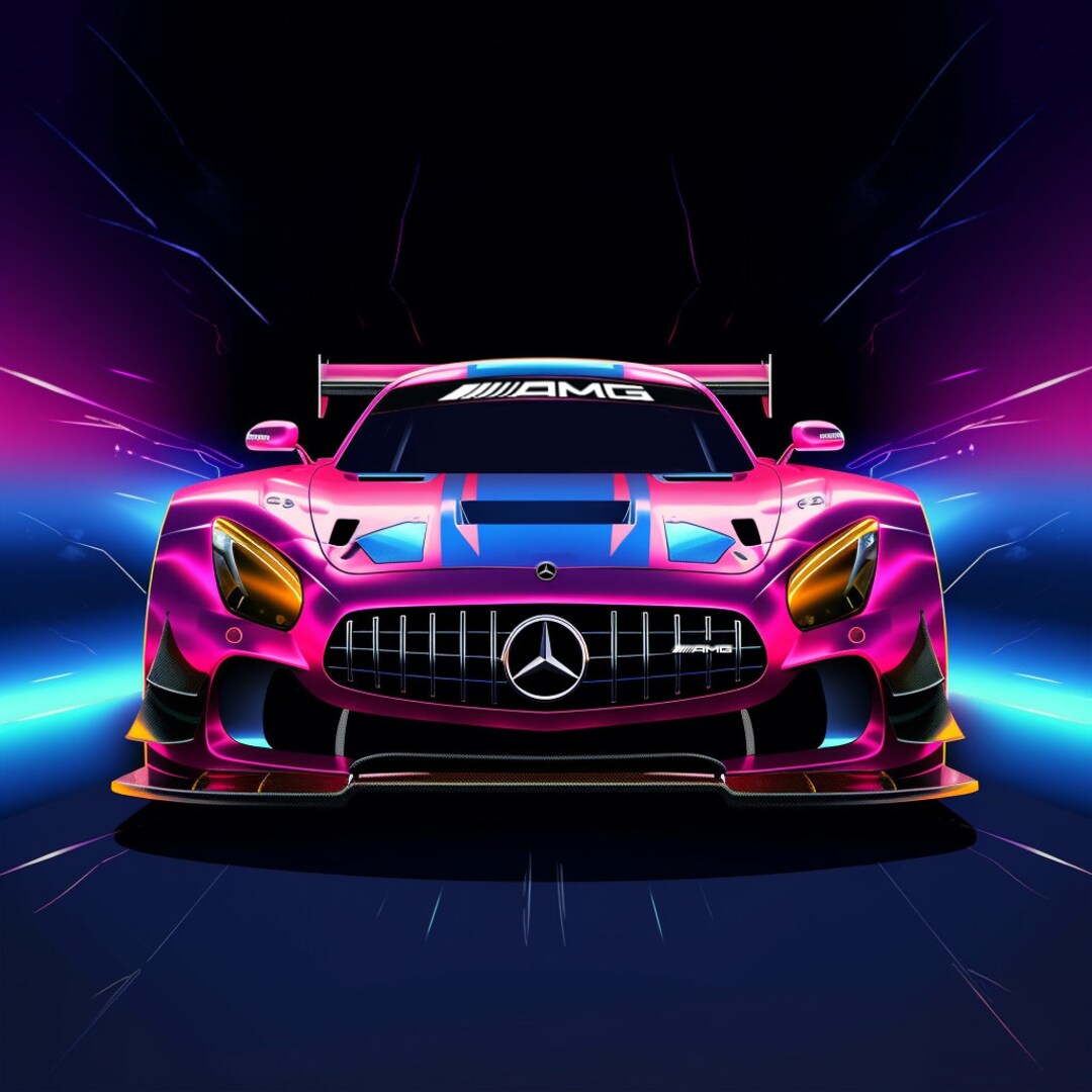 Mercedes Benz AMGT GT3 Race Car Front View Digital Poster, AMG GT3 ...