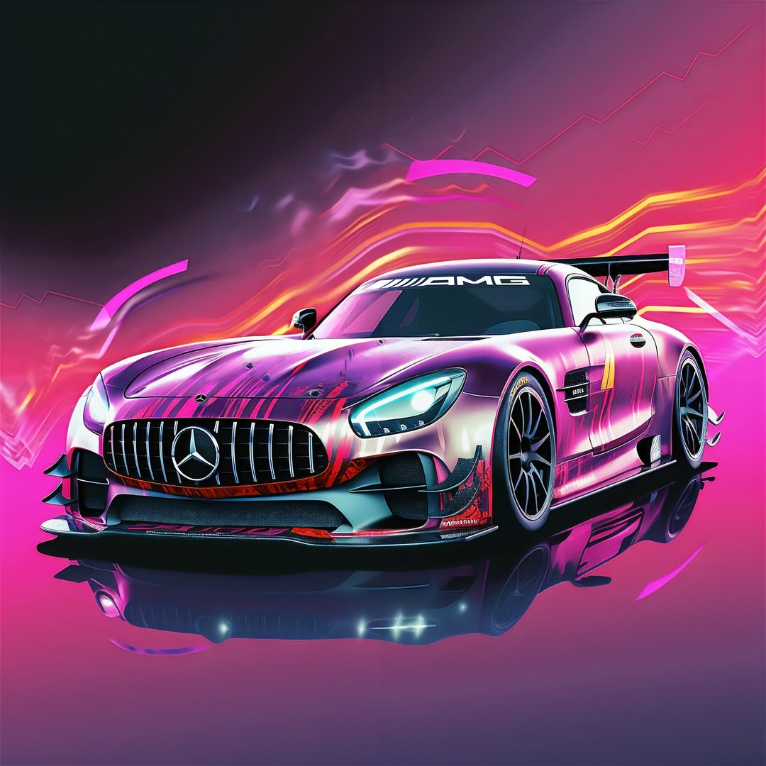 Printable Mercedes Benz AMGT GT3 Race Car Side View Digital Poster, AMG ...