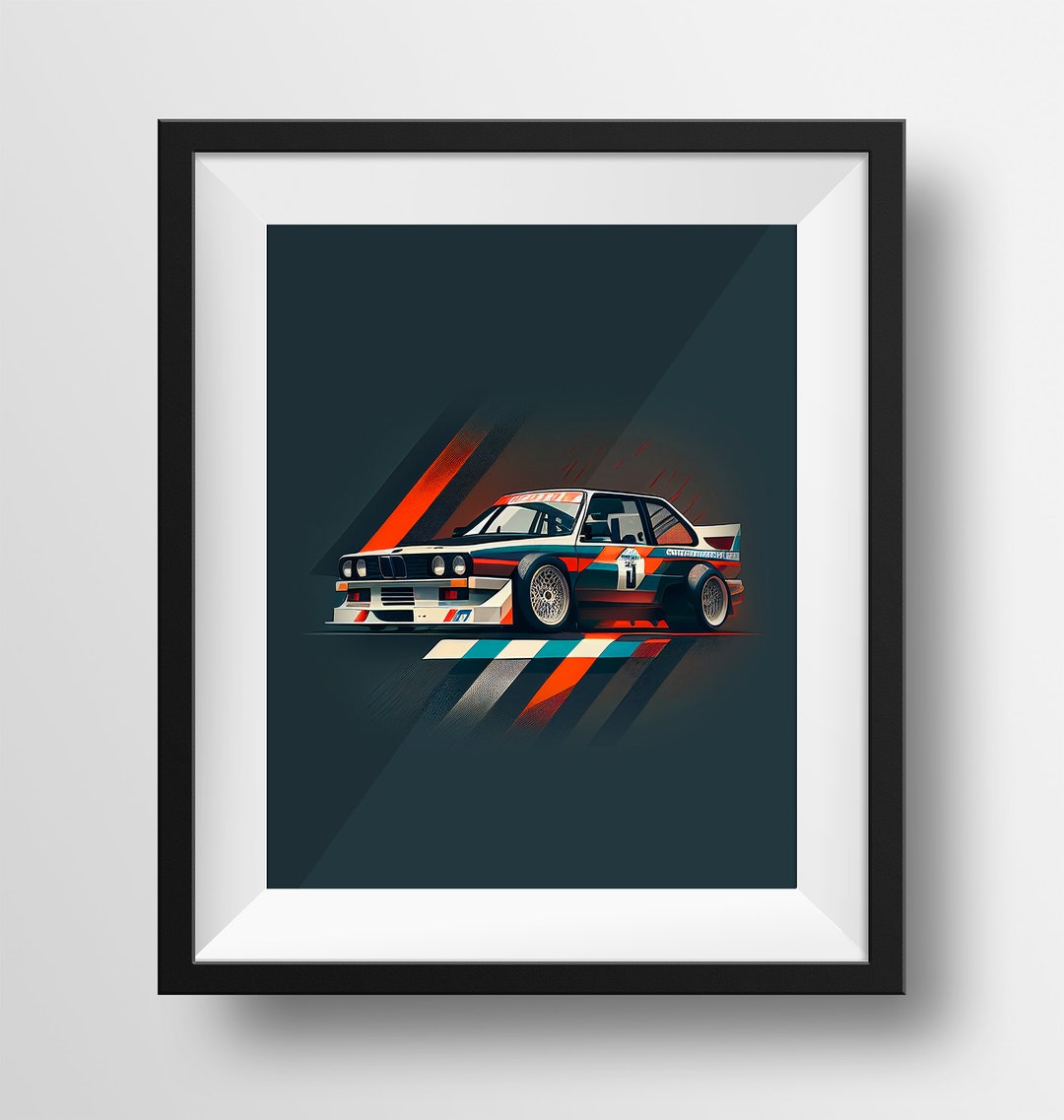 BMW E30 3 Colors Illustrative Race Car Racing Track - Etsy