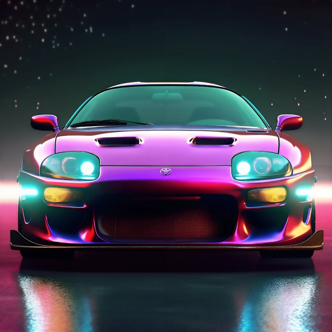 Printable Toyota Supra MK4 GT3 Race Car Front View Digital Poster ...