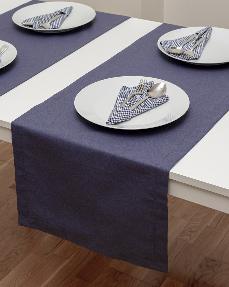 Modern Table Runner, Denim Blue Runner, Modern Dining Room Table Runner ...