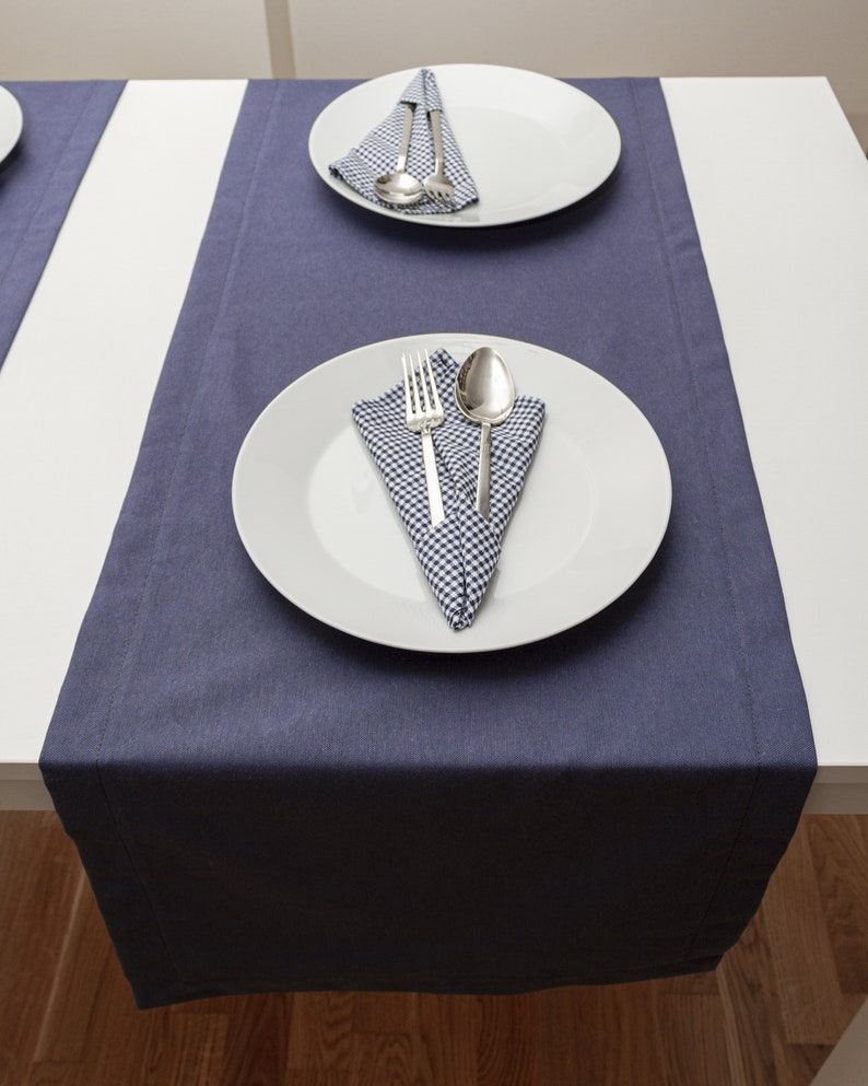 Modern Table Runner, Denim Blue Runner, Modern Dining Room Table Runner ...
