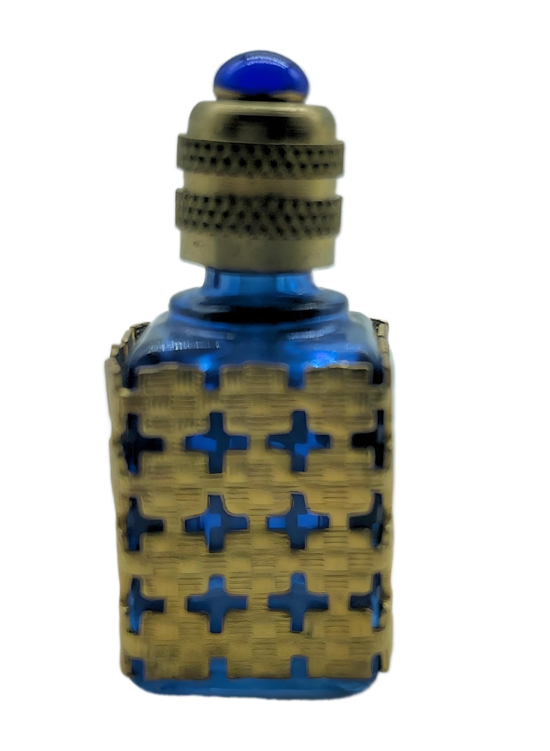 Miniature Empty Perfume Vintage Decor Small Golden Grid Cubic Bottle, 3 ...