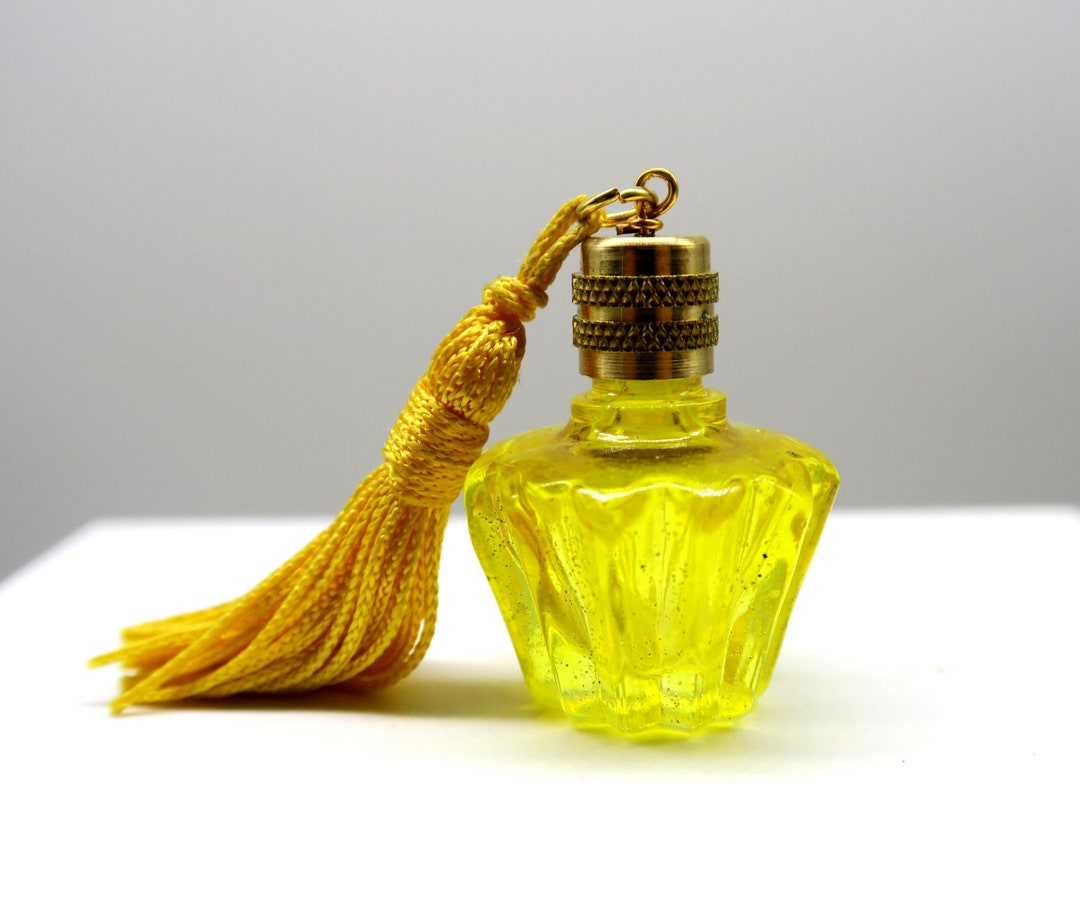Vintage Empty Perfume Miniature in Yellow Star Shape With Pompom 4 Cm ...