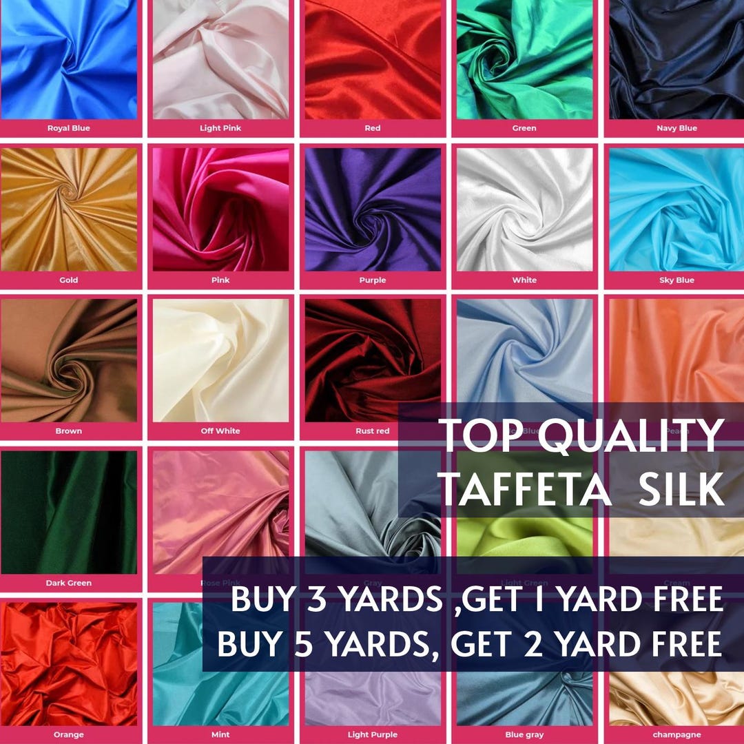 49 Colors Taffeta Silk Fabric, Plain Taffeta Fabric, Gown Fabric ...