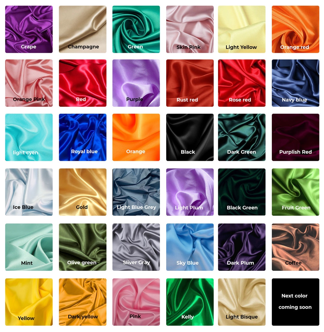 Wholesale Silk Satin Fabric by the Yard 42 Colours, Silk Satin for ...