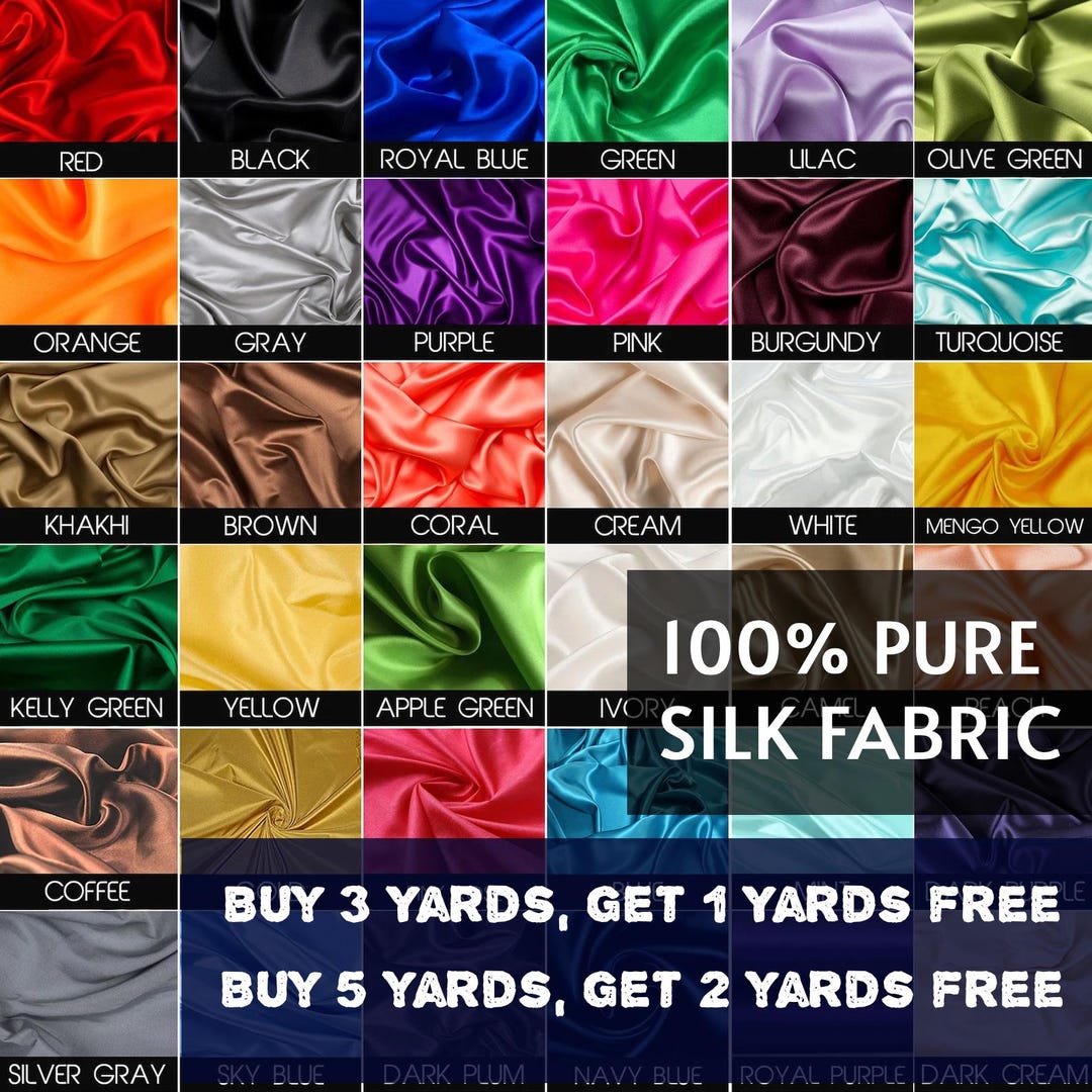100% Pure Silk Fabric, 36 Color Silk Fabric, Indian Wedding Silk, Silk ...