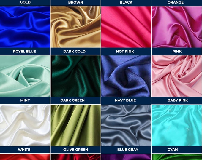20 Colors Silk Satin Fabric, Luxury Silk Satin Fabric by the Yards ...