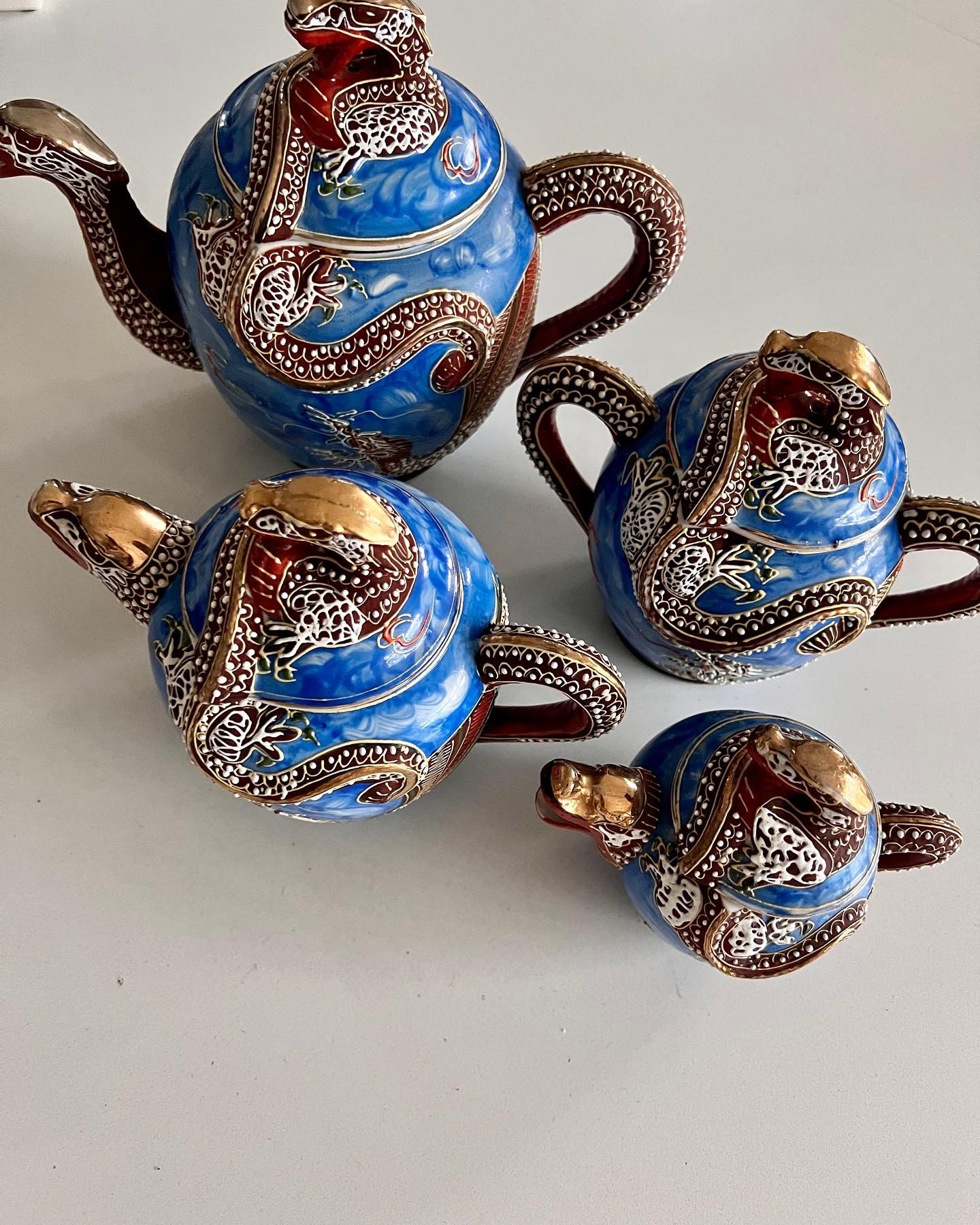 Set of 4 Satsuma Teapot, Milk Jug, Mid-century, Gheisha Lithophane ...