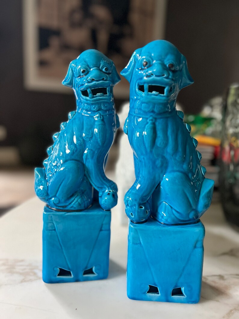 XL Foo Dogs Set of 2 Pieces Blue, 32 Cm High, Bookend or Decoration - Etsy