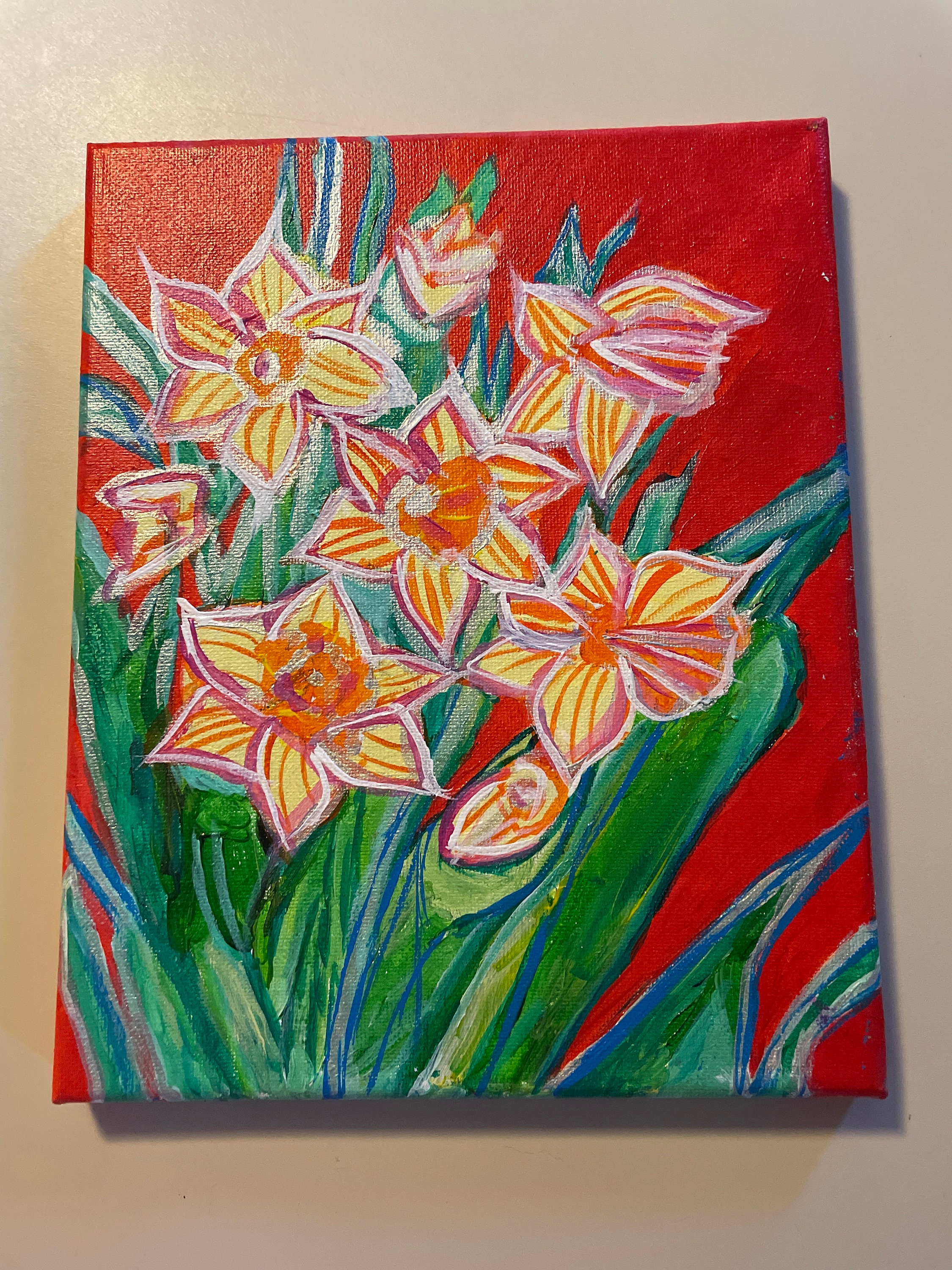 Daffodil-a original abstract painting | Etsy