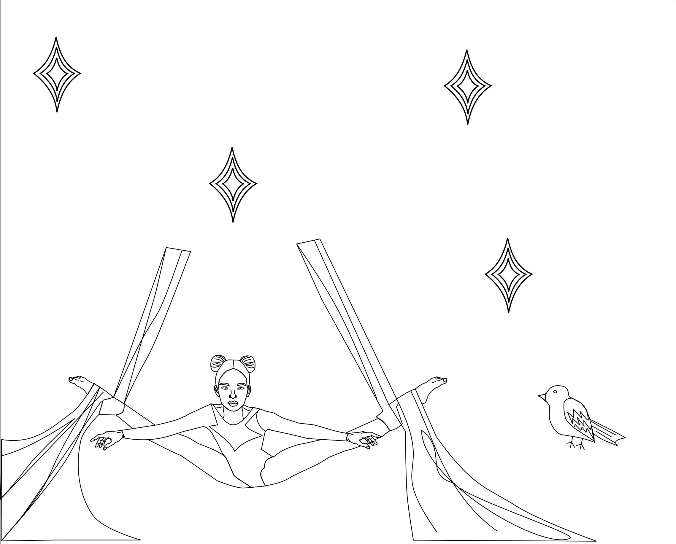 Aerial Silks Colouring. Digital Download Coloring Page. Circus Coloring ...