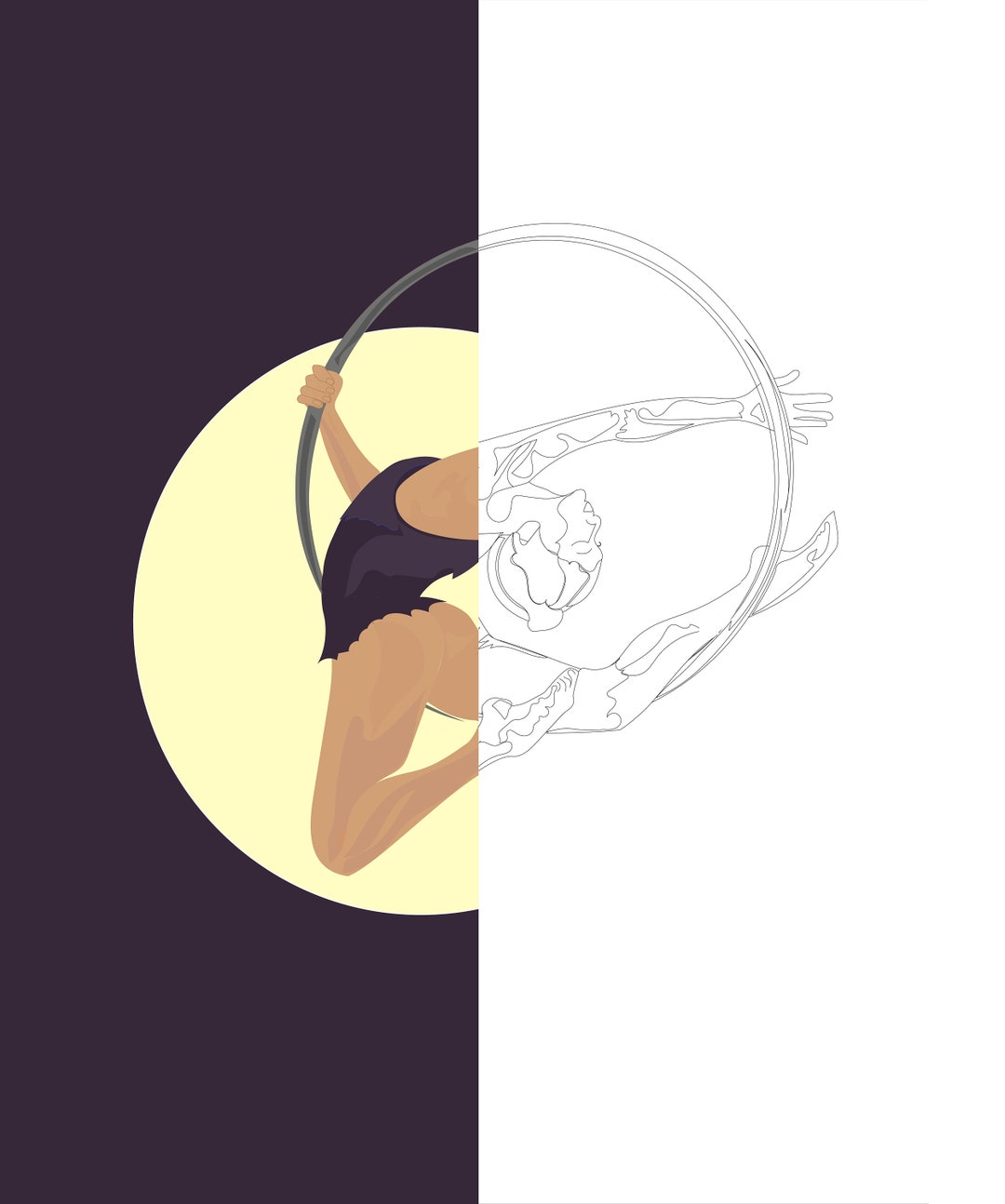 Aerial Hoop Coloring. Digital Download Colouring Page. Lyra Colouring ...