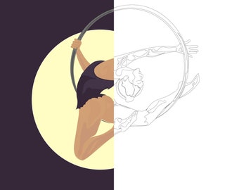 Aerial Hoop Coloring. Digital Download Colouring Page. Lyra Colouring ...