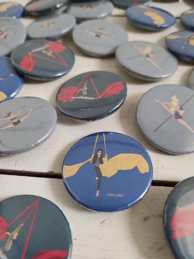 Set of 5 Button Pins for Aerialist. Aerial Silks Pin. Gift for ...