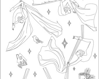 Aerial Hoop Colouring. Digital Download Coloring Page. Circus - Etsy
