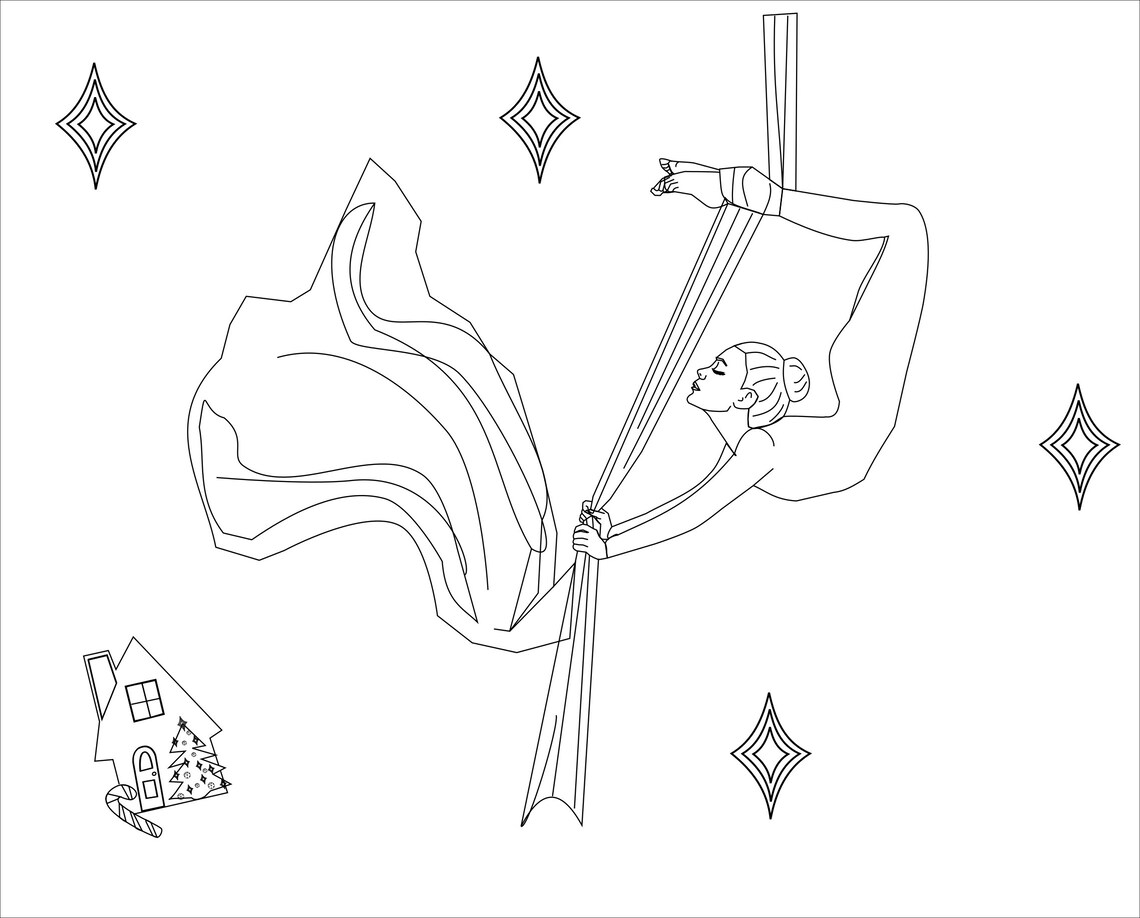 Aerial Silks Colouring. Digital Download Coloring Page. Circus | Etsy