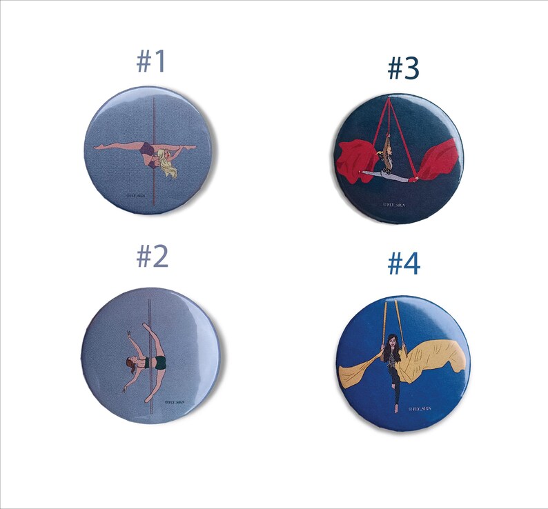 Set of 5 Button Pins for Aerialist. Aerial Silks Pin. Gift for ...