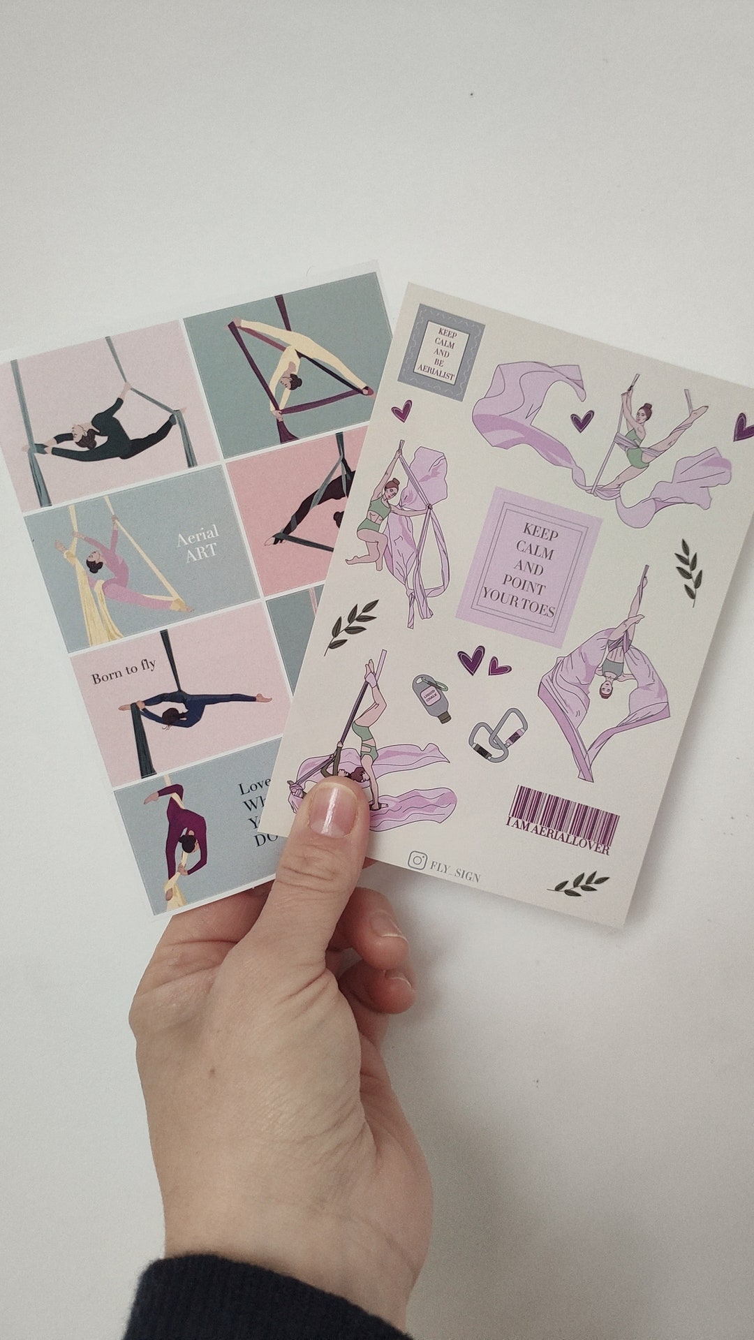 Set of 2 (TWO) Aerial Silk Stickers. Illustrated Aerial Stickers ...