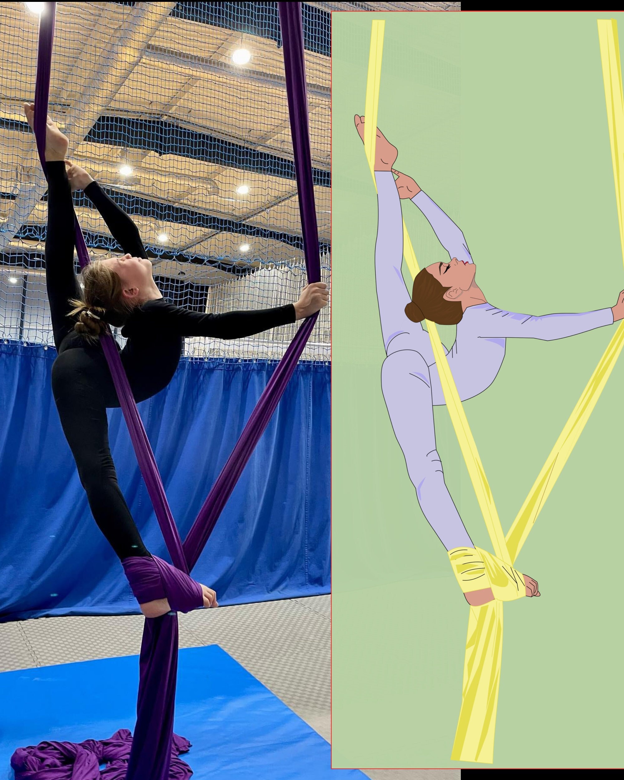 Custom Aerial Silks Wall Decor, Aerialist Drawing, Aerialist Postcard ...