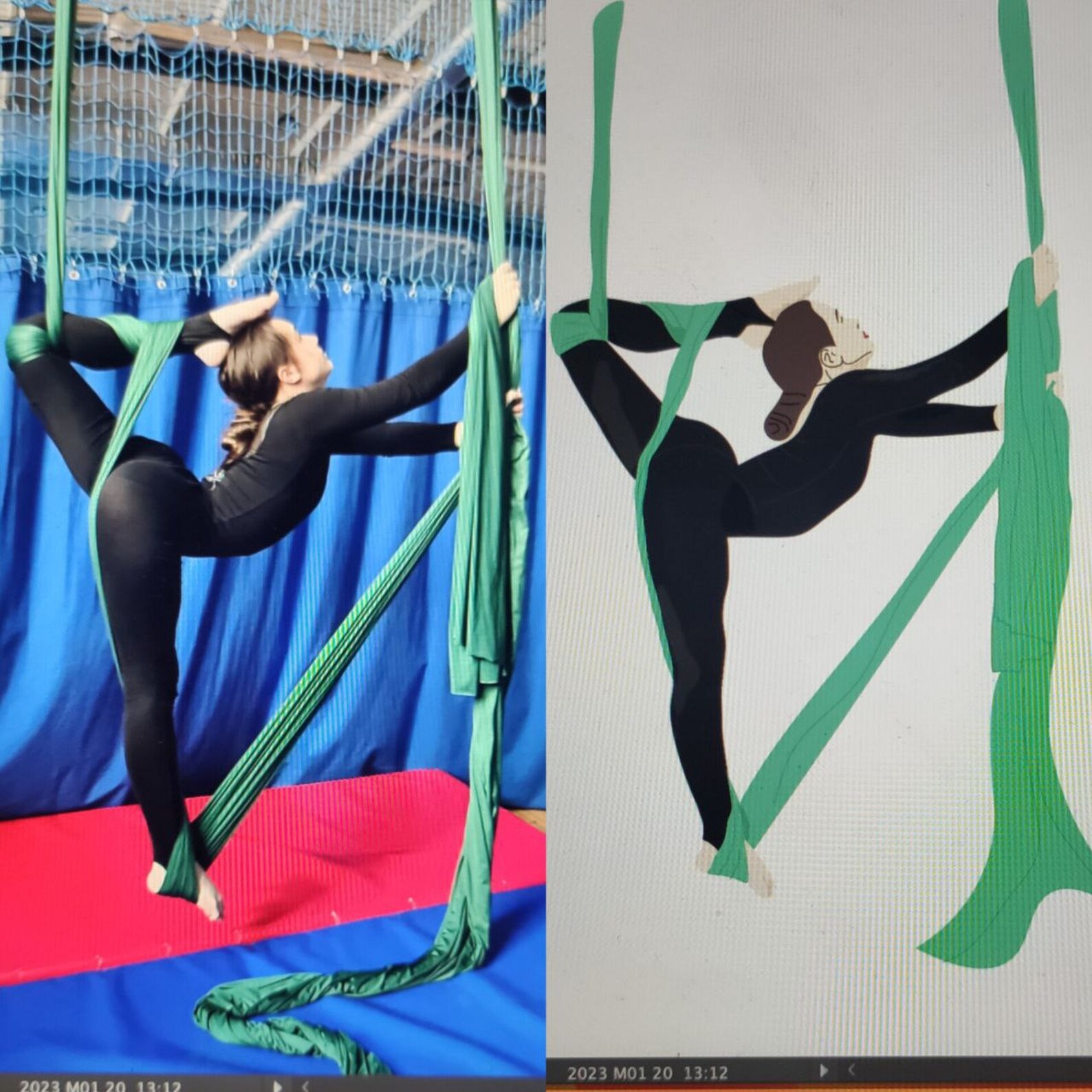 Custom Aerial Silks Wall Decor, Aerialist Drawing, Aerialist Postcard ...