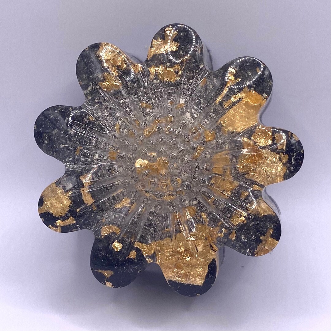 Charcoal and Gold Flake Flower - Etsy