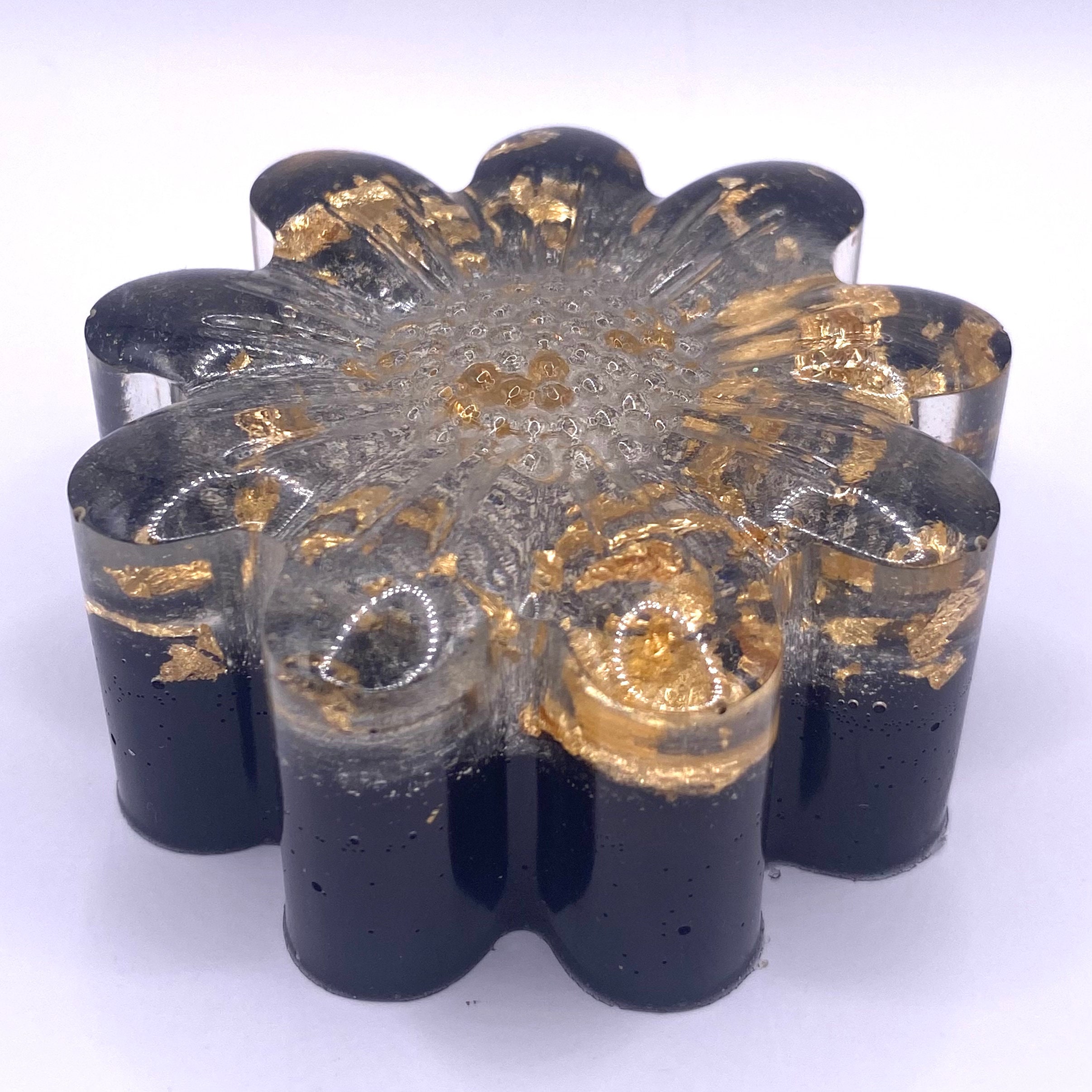 Charcoal and Gold Flake Flower - Etsy