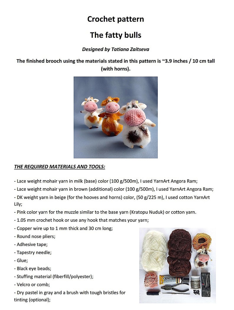 2 in 1 PATTERNS Fatty Bulls Toys Cow Magnet Keychain Small | Etsy