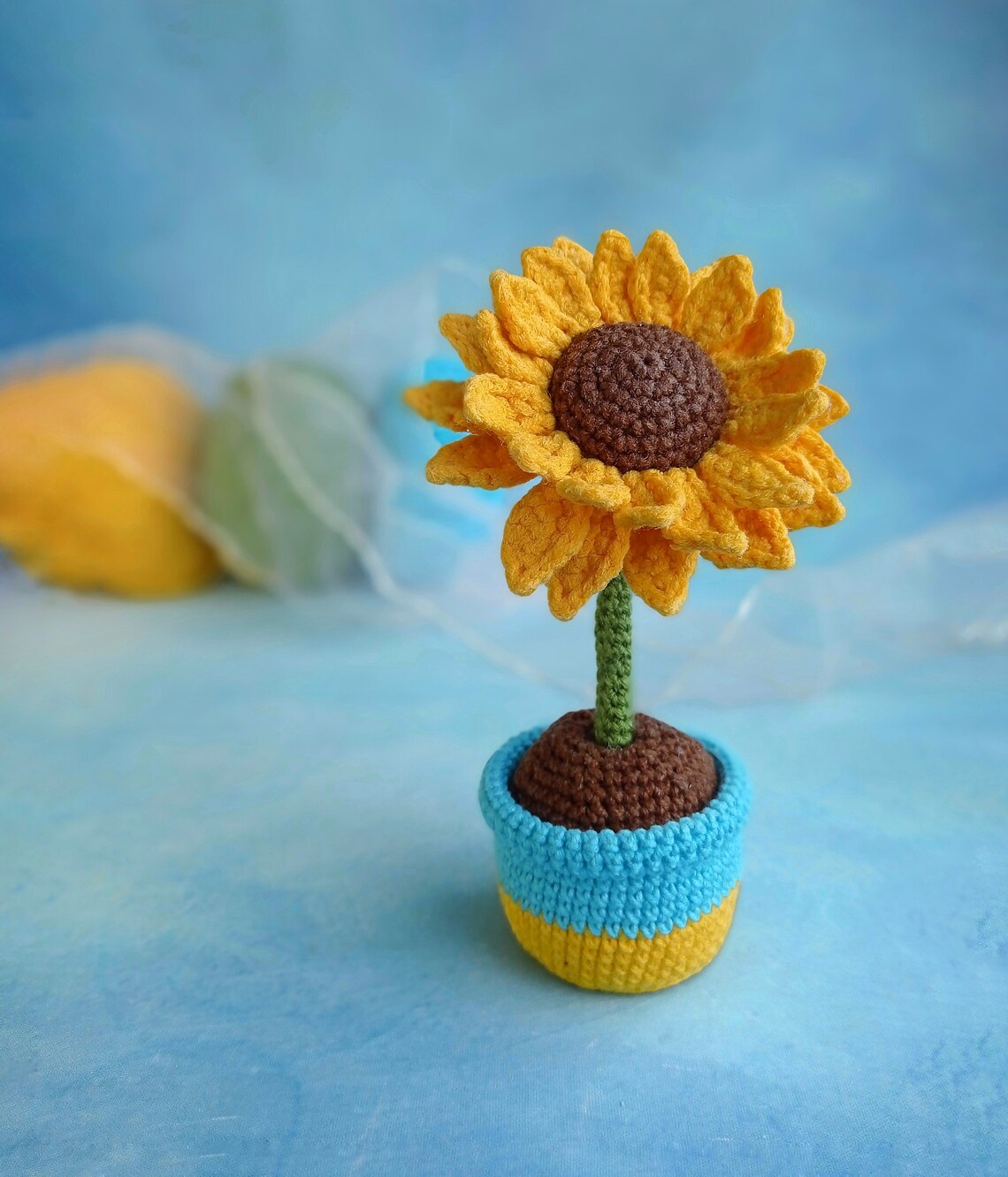 Crochet Pattern Sunflower in a Pot PATTERN. Ukrainian - Etsy