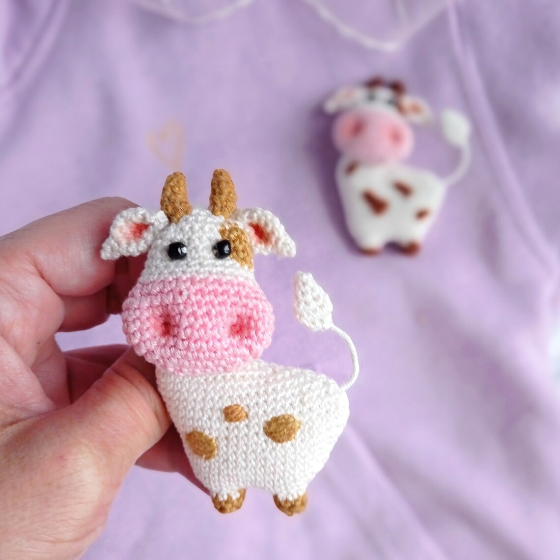 PATTERN Cow Magnet Keychain Small Toy Brooch Crochet PDF | Etsy New Zealand