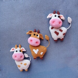2 in 1 PATTERNS Fatty Bulls Toys + Cow Magnet Keychain Small Toy Brooch ...