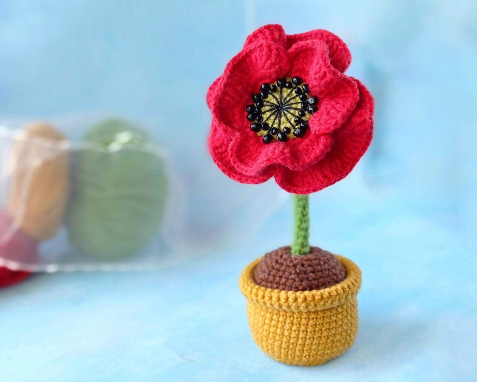 2 in 1 Crochet PATTERNS Poppy Sunflower in a Pot PATTERN. Ukrainian ...