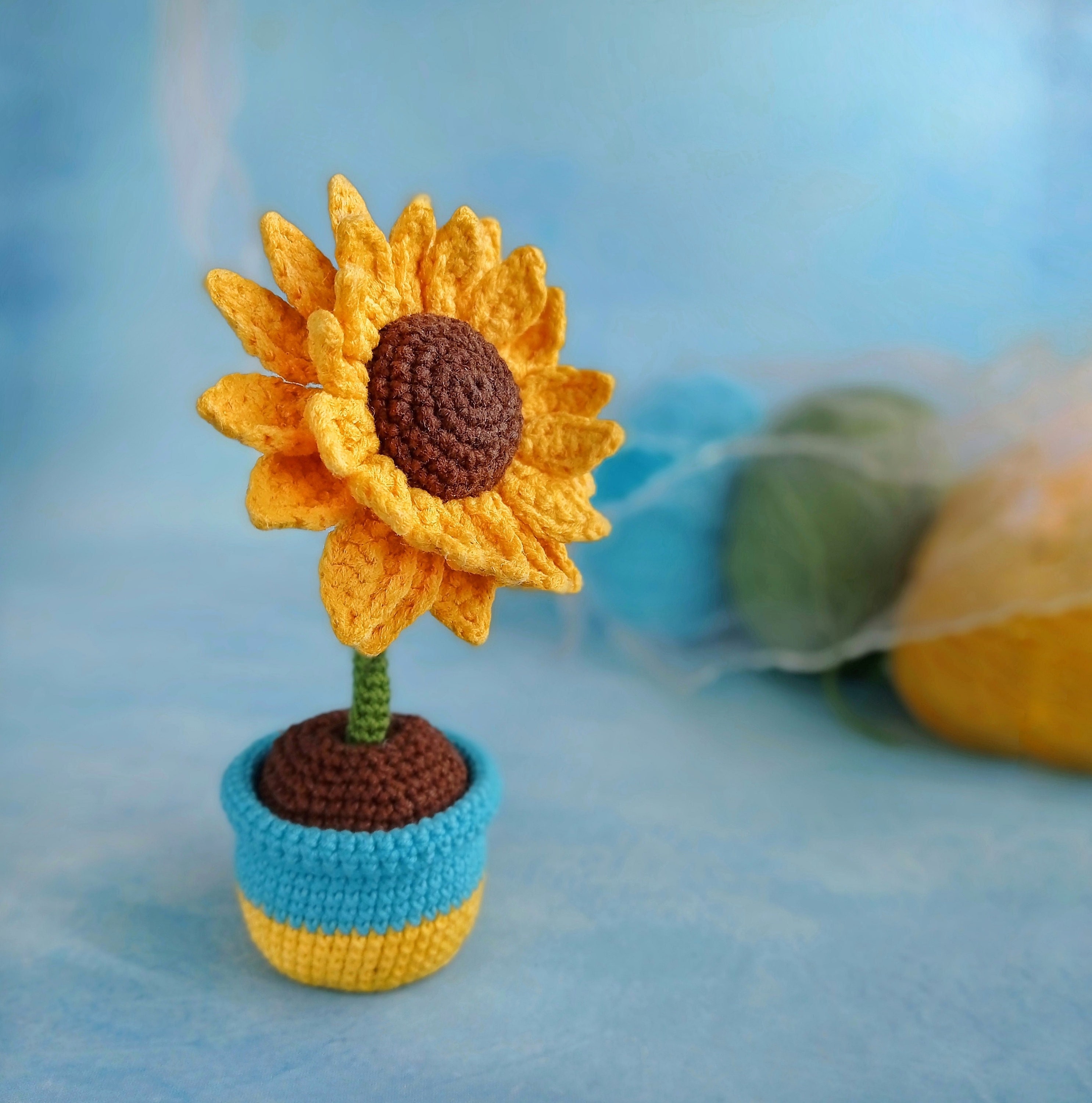 Crochet Pattern Sunflower in a Pot PATTERN. Ukrainian Sunflowers ...