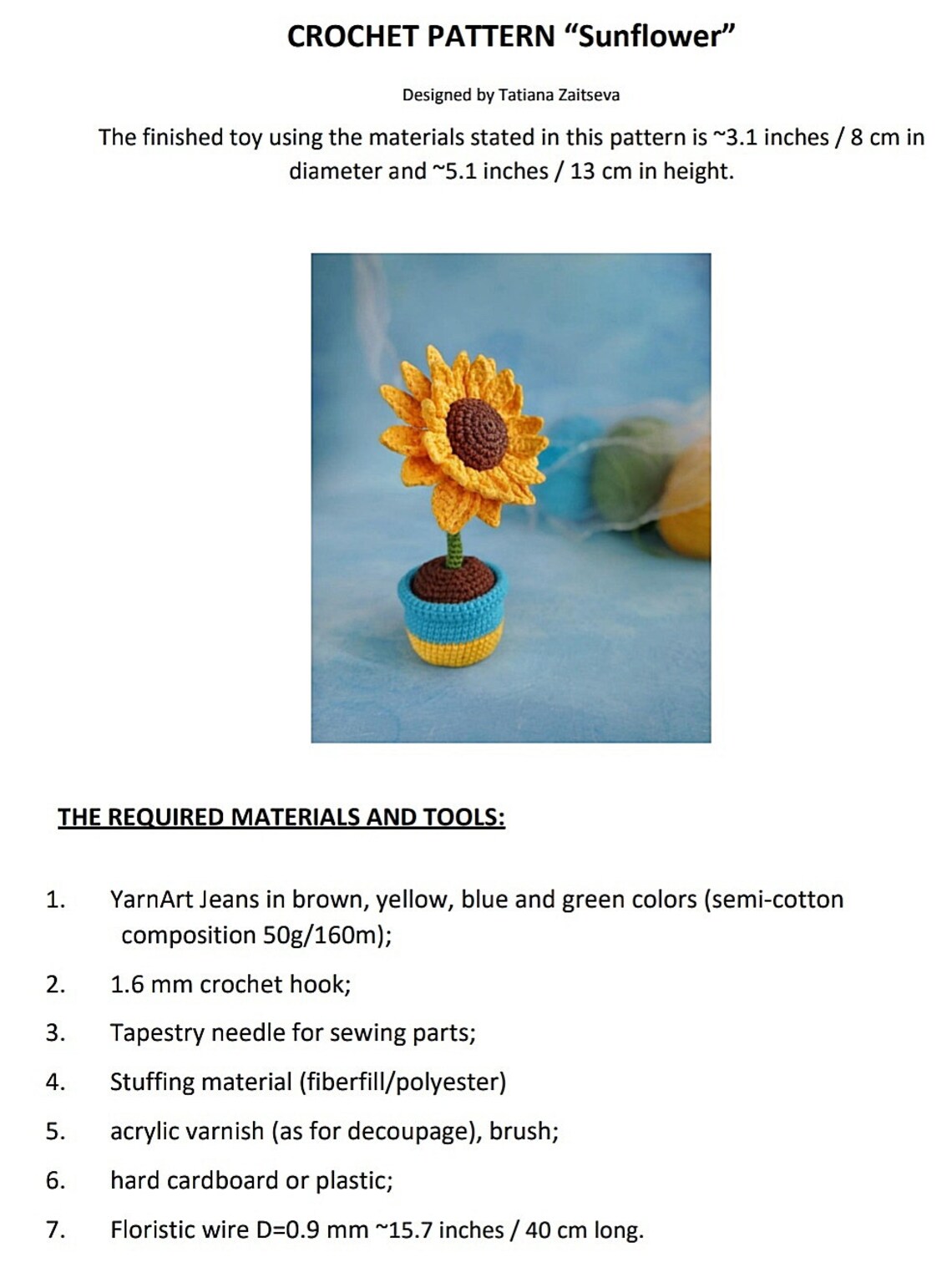 Crochet Pattern Sunflower in a Pot PATTERN. Ukrainian - Etsy