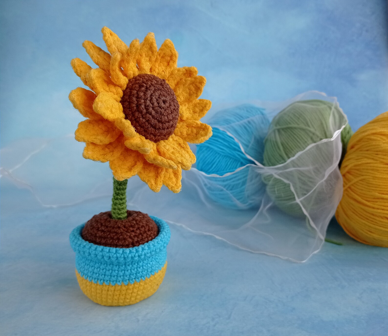 Crochet Pattern Sunflower in a Pot PATTERN. Ukrainian - Etsy