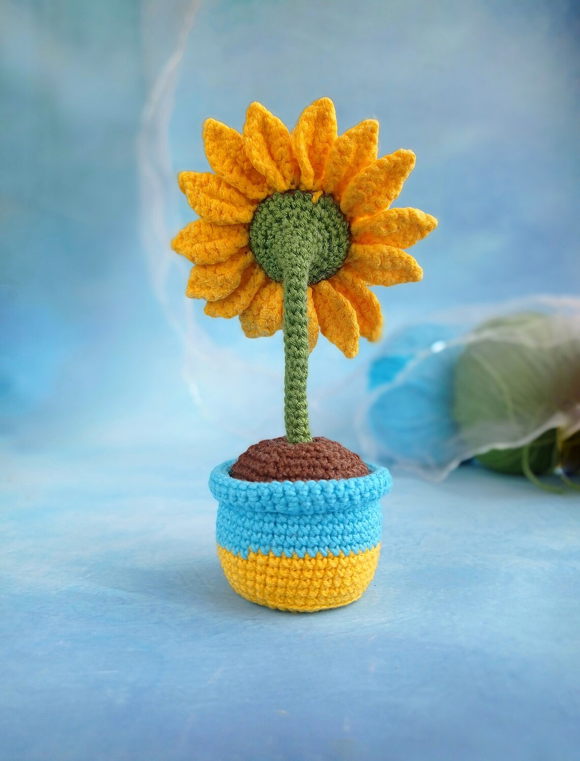 Crochet Pattern Sunflower in a Pot PATTERN. Ukrainian Sunflowers ...