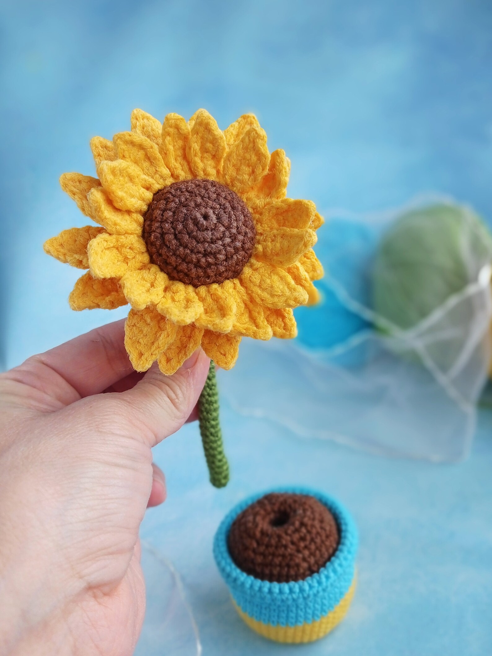 Crochet Pattern Sunflower in a Pot PATTERN. Ukrainian - Etsy