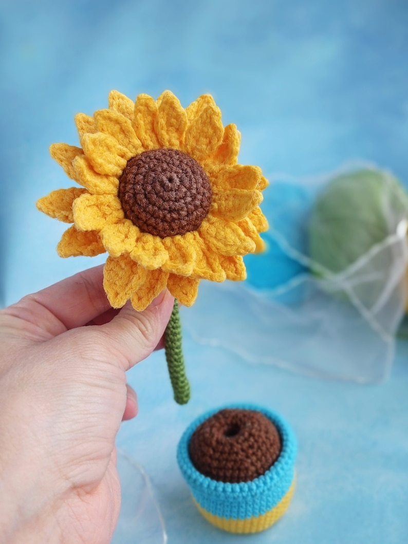 Crochet Pattern Sunflower in a Pot PATTERN. Ukrainian Sunflowers ...