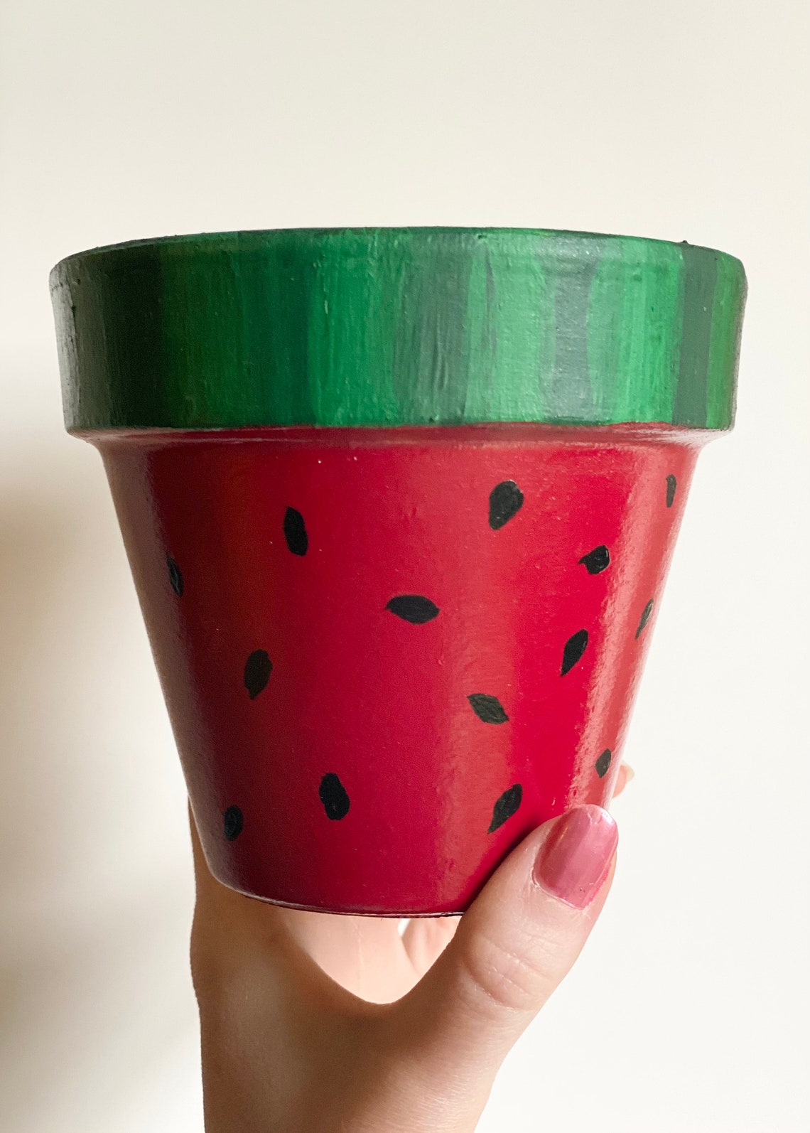 Hand Painted Plant Pot - Watermelon - Etsy UK