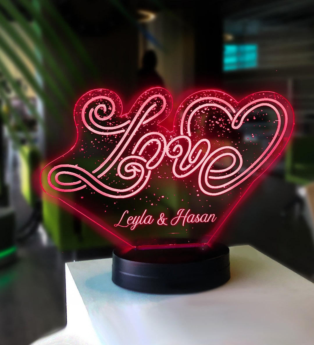 Love Personalized Lamp, Romantic Custom Multi Color Illuminated Sign ...