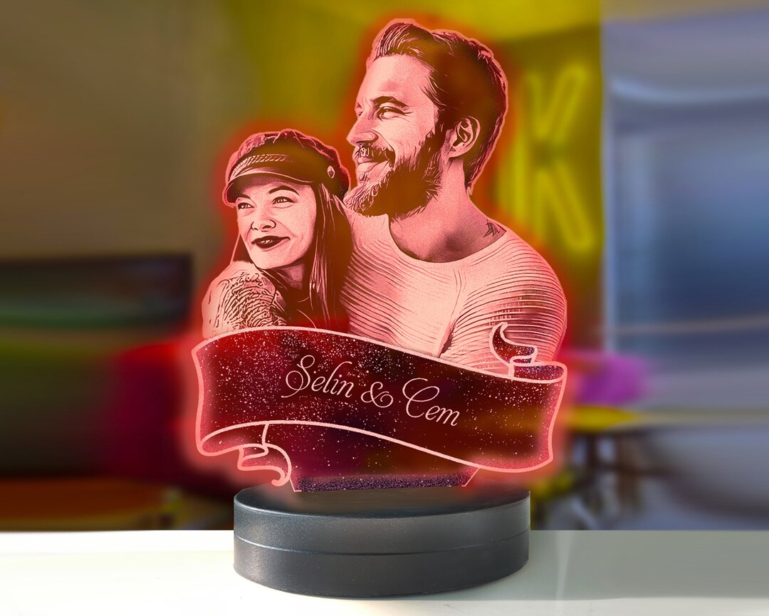 Anniversary Romantic Personalized Photo Lamp, Custom 3D Illusion Led ...