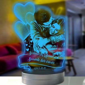 Personalized 3D Illusion Picture Night Light, Custom Photo Lamp, Couple ...