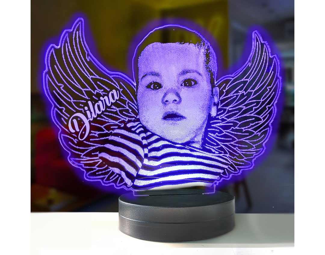 Kid Personalized Angel Design Photo Lamp, Baby 3D Custom Led Light ...