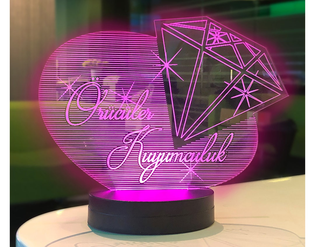 Laser Engraving Custom Led Sing With Diamond Design, 3D Illusion Led ...