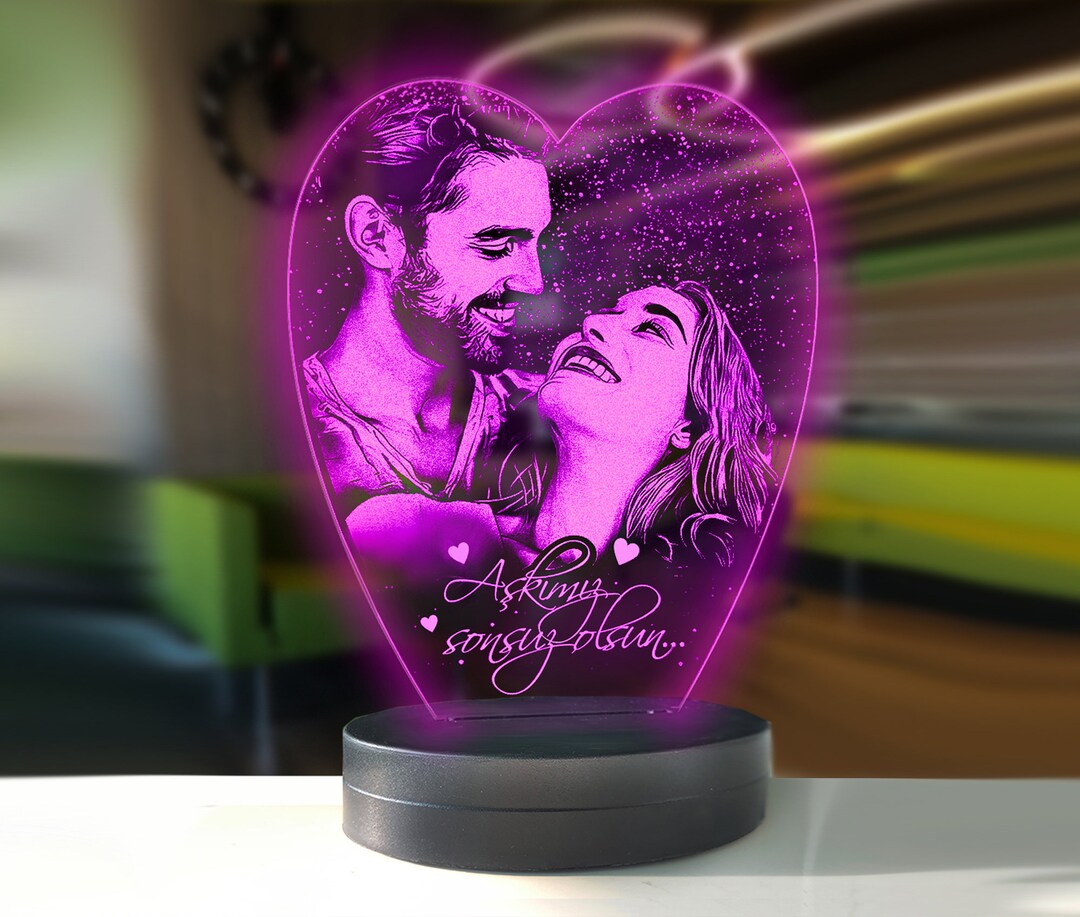 Custom Heart LED Lamp: Personalized Photo Night Light, Romantic Gift - Etsy